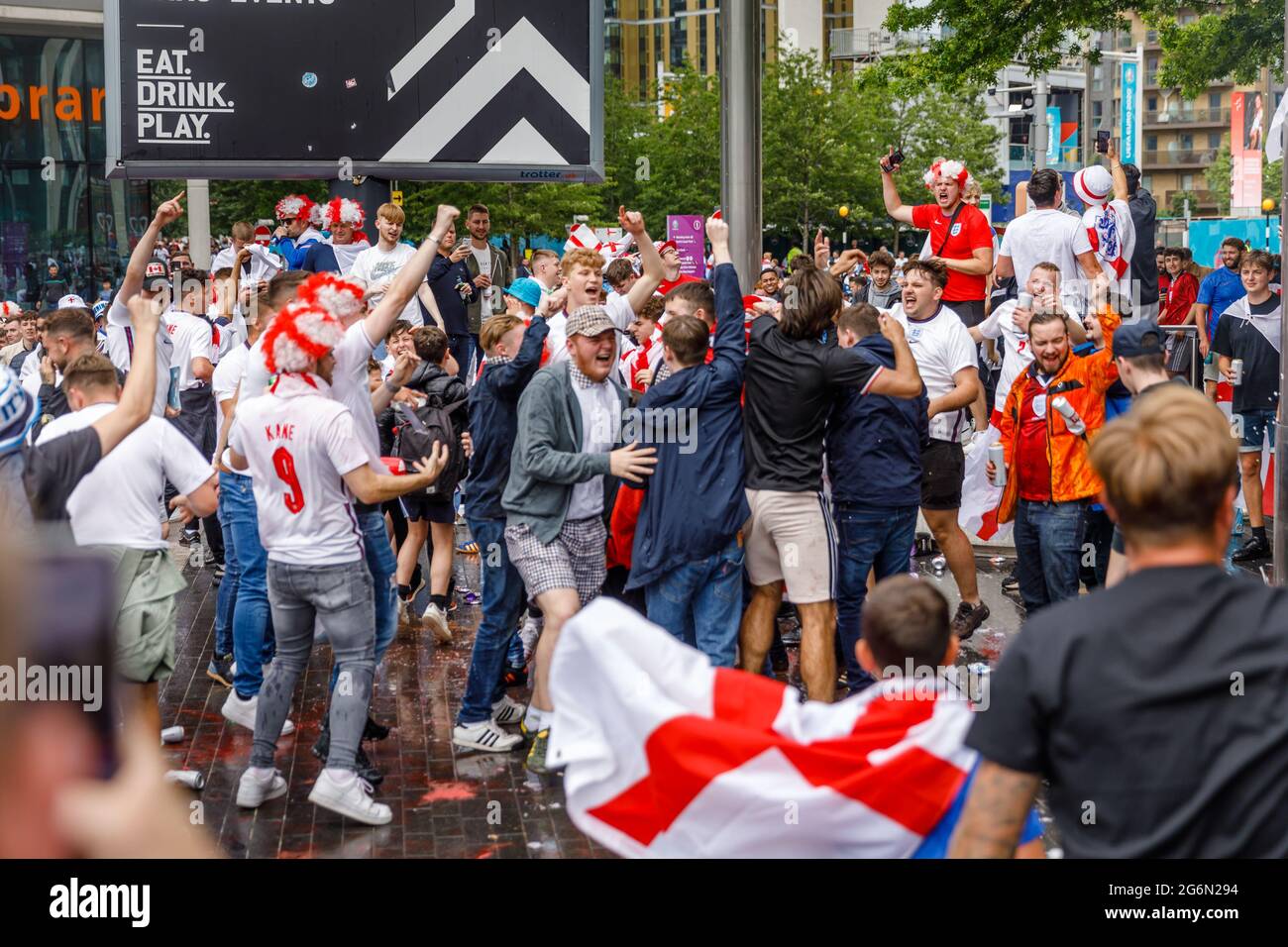 Wembley Stadium, Wembley Park, UK. 7th July 2021. England fans pack ...