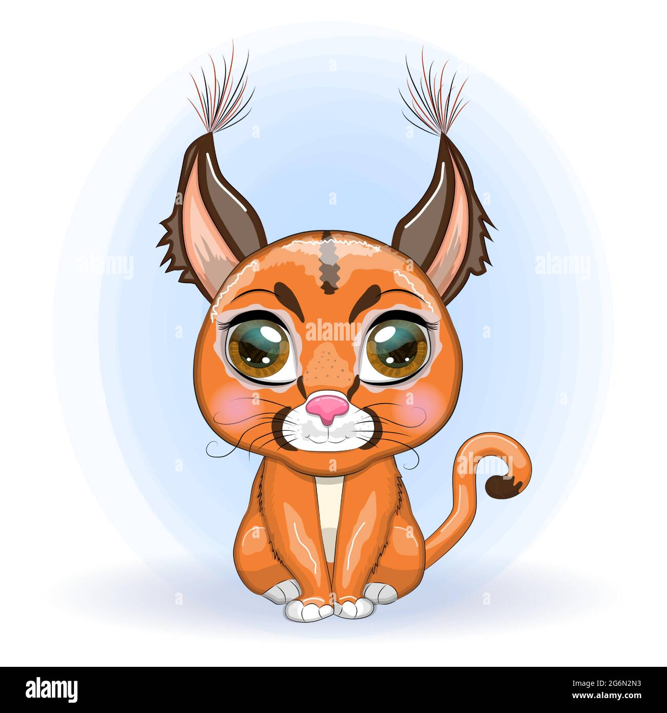 Caracal steppe lynx with beautiful eyes in cartoon style, colorful ...