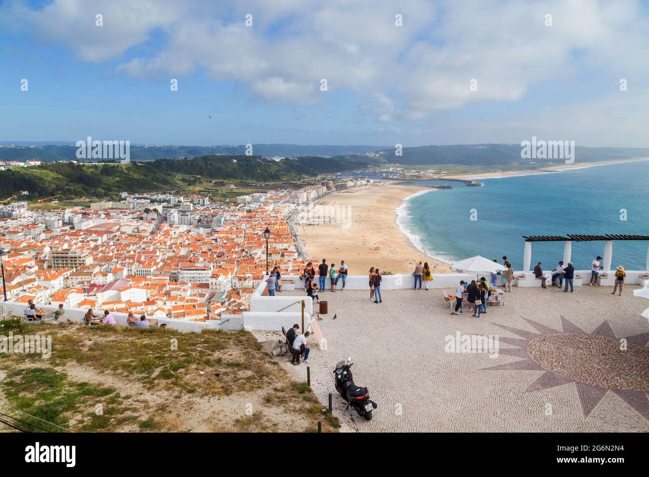 Nazare town and beach from Sitio, Portugal Stock Photo - Alamy