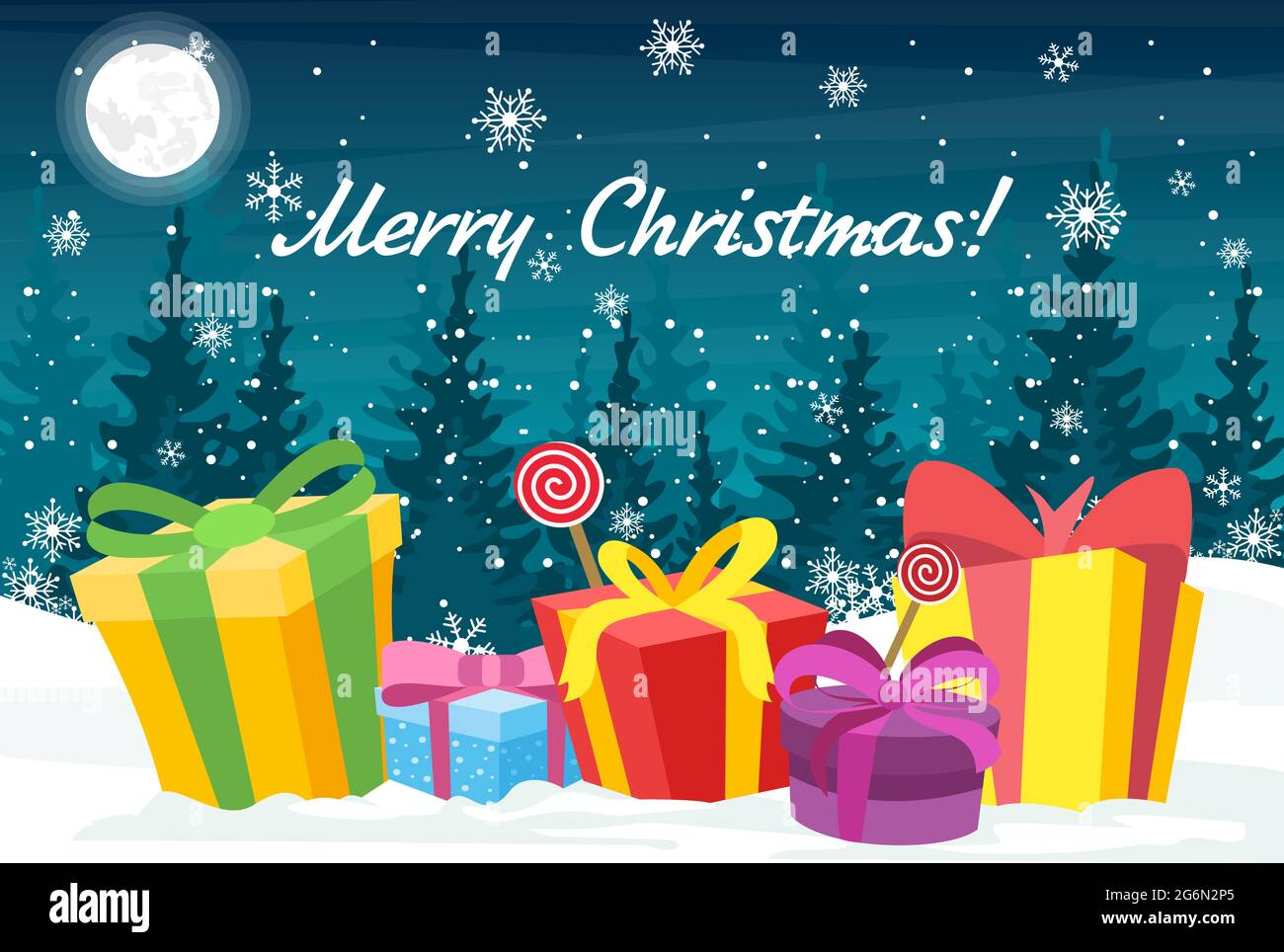 Red christmas present in snow Stock Vector Images - Alamy