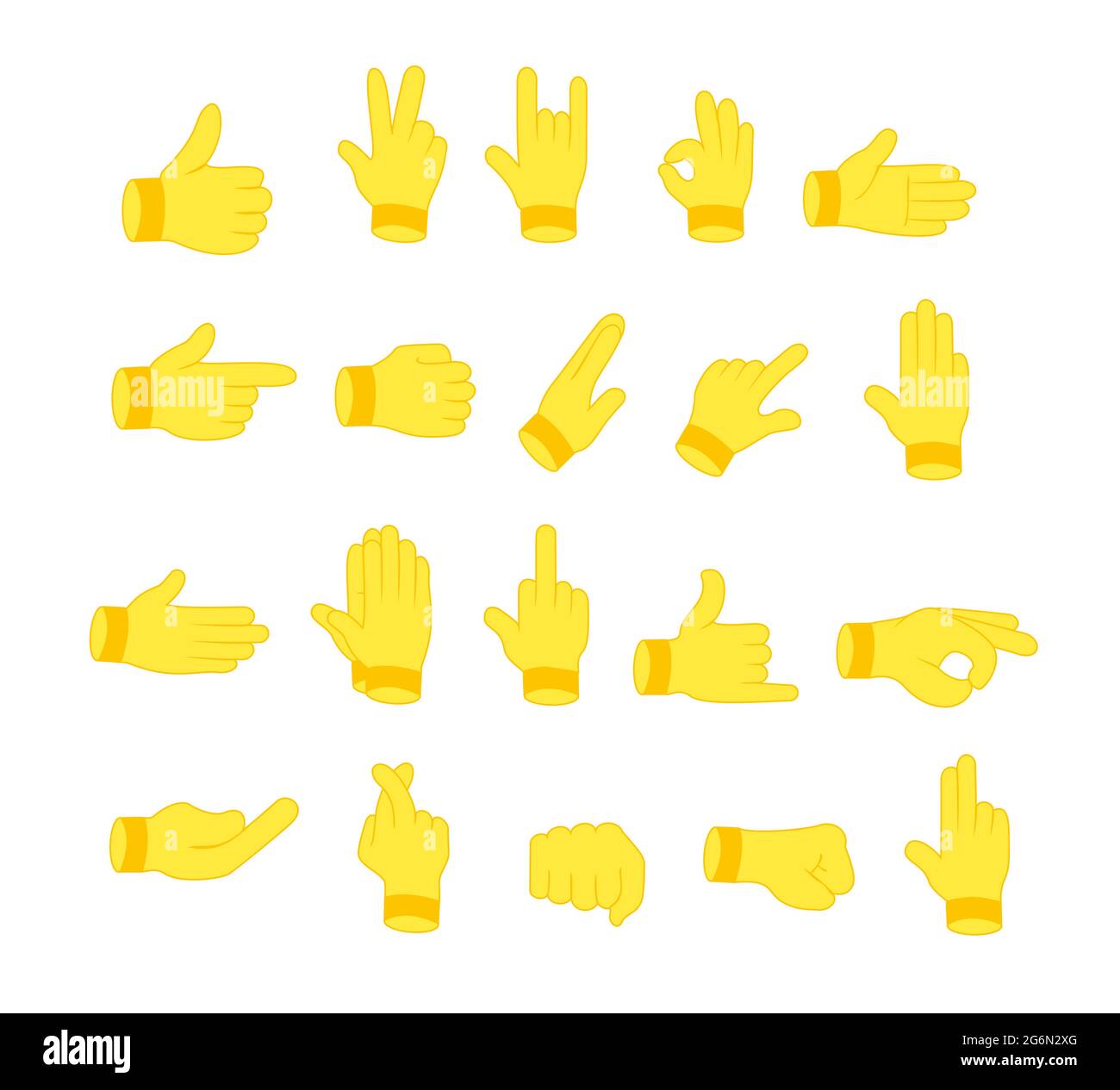 Vector illustration of hands emoji set. Emoji hand icons in flat style ...