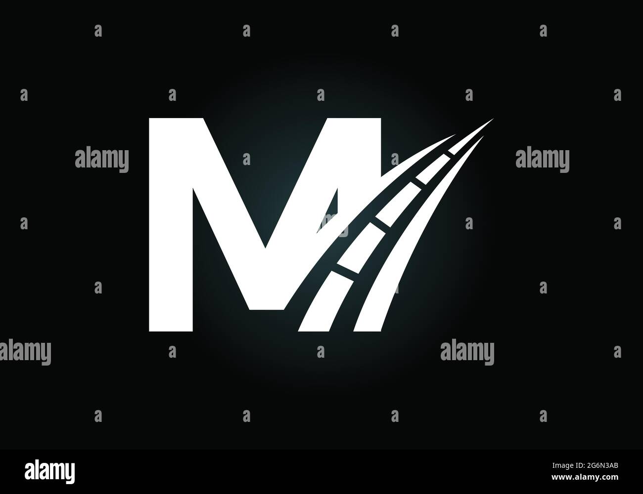 Letter M with road logo sing. The creative design concept for highway ...