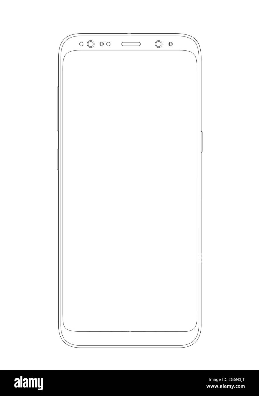 Vector illustration of outline drawing modern smartphone. Thin line ...