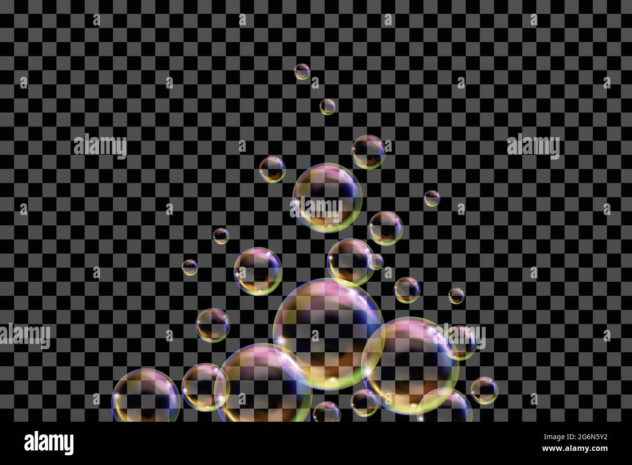 Reaistic colored balls.Vector texture.Flying transparent soap bubbles ...