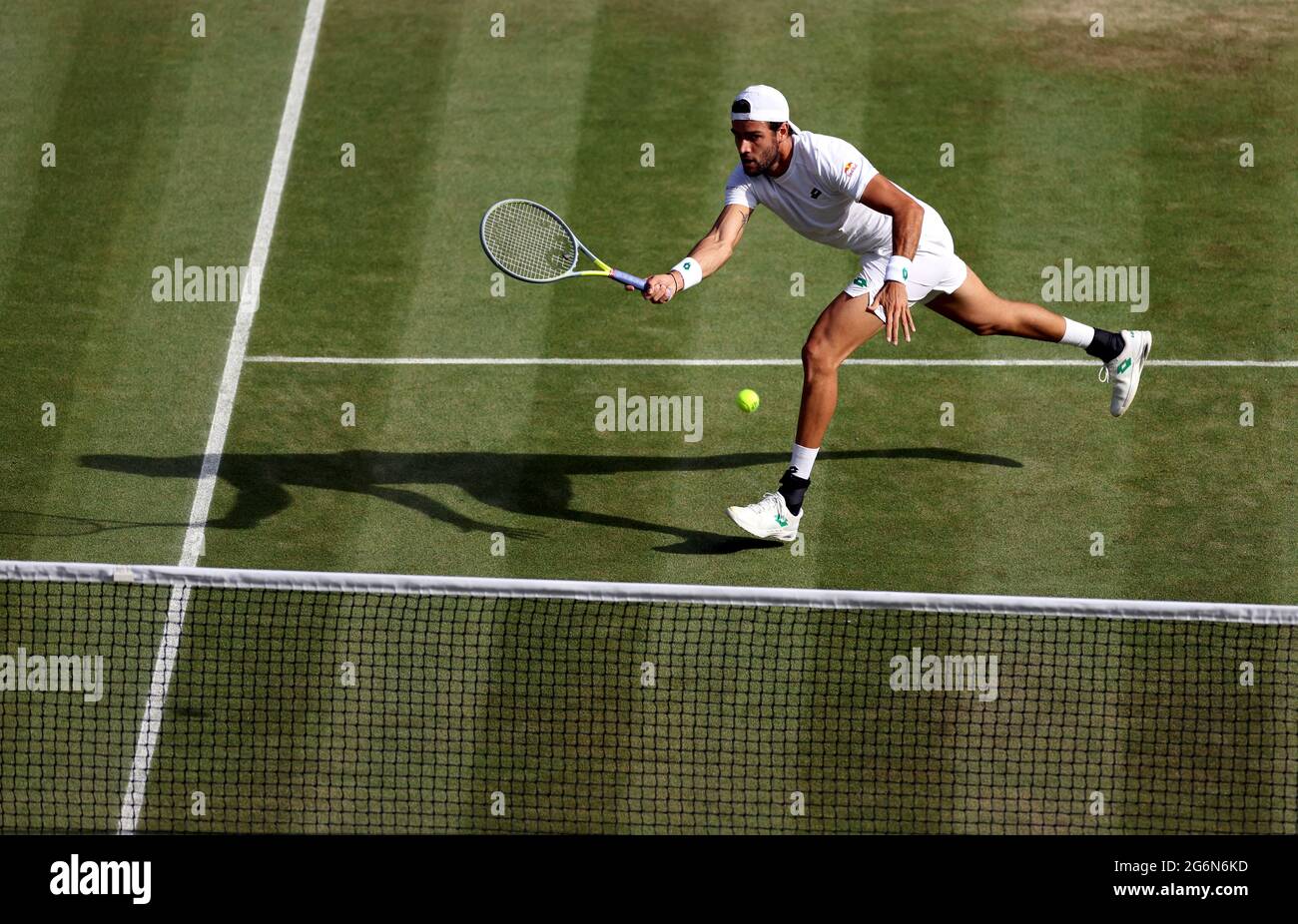 Matteo Berrettini in action during his Gentlemen's Singles Quarter final match against Felix ...
