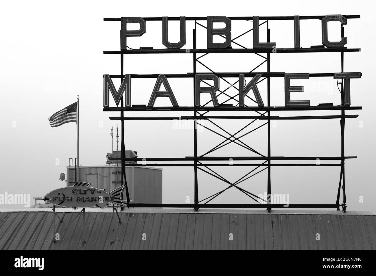 Public Market sign in Seattle Stock Photo - Alamy