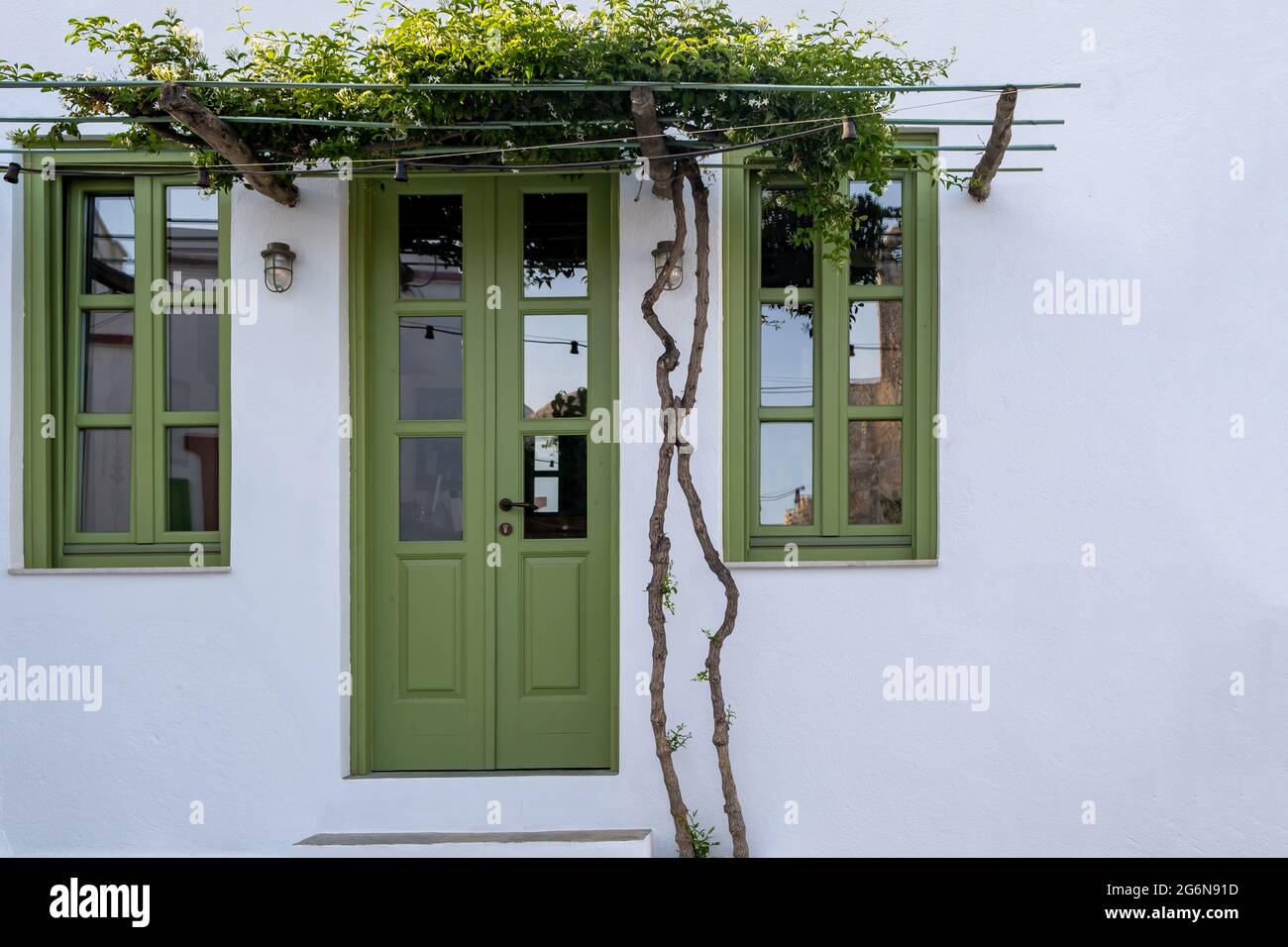 Folegandros island, Greece, Cyclades. Traditional building in Chora ...