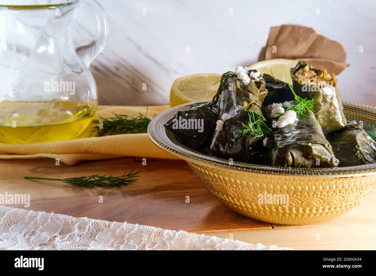 Armenian yaprak dolma, stuffed grape leaves appetizer Stock Photo - Alamy