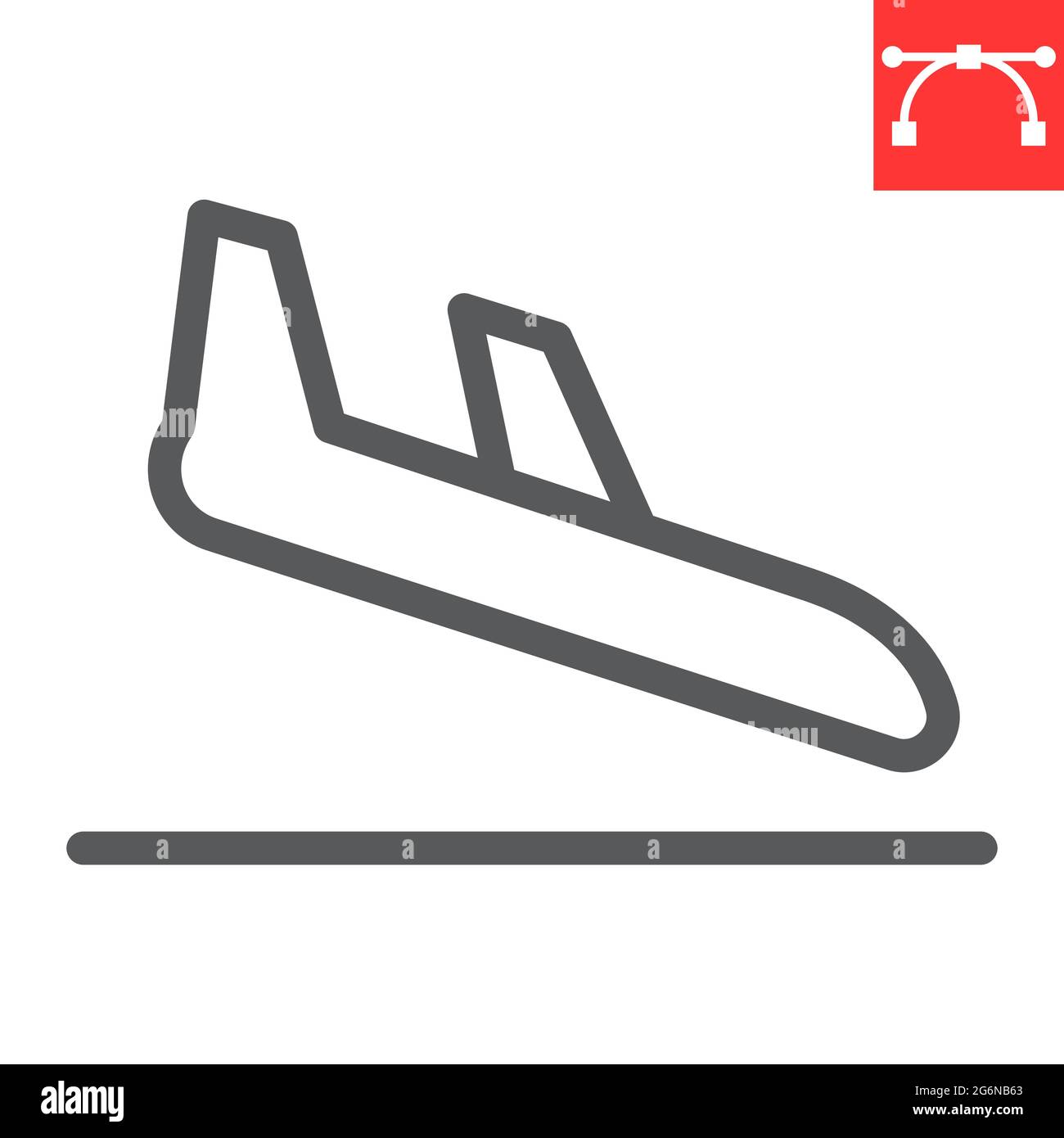 Airplane landing line icon, aircraft and arrival, airport arrivals ...