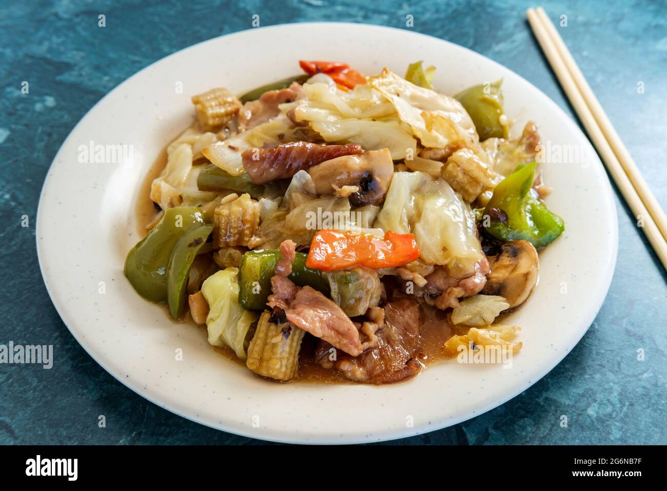 Chinese double cooked pork with black bean sauce Stock Photo - Alamy
