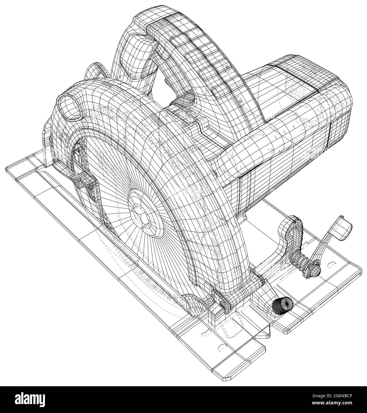 Vector outline Electric saw. Wire-frame circular saw. EPS10 format ...