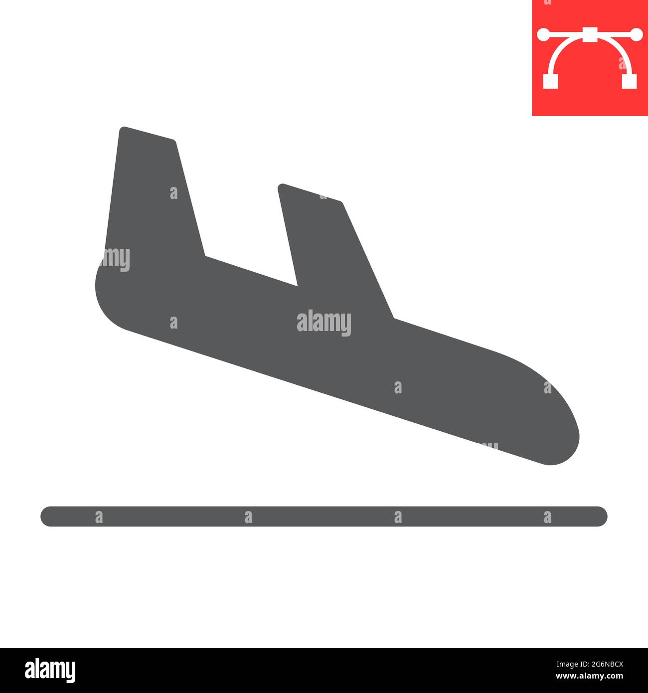 Airplane landing glyph icon, aircraft and arrival, airport arrivals ...