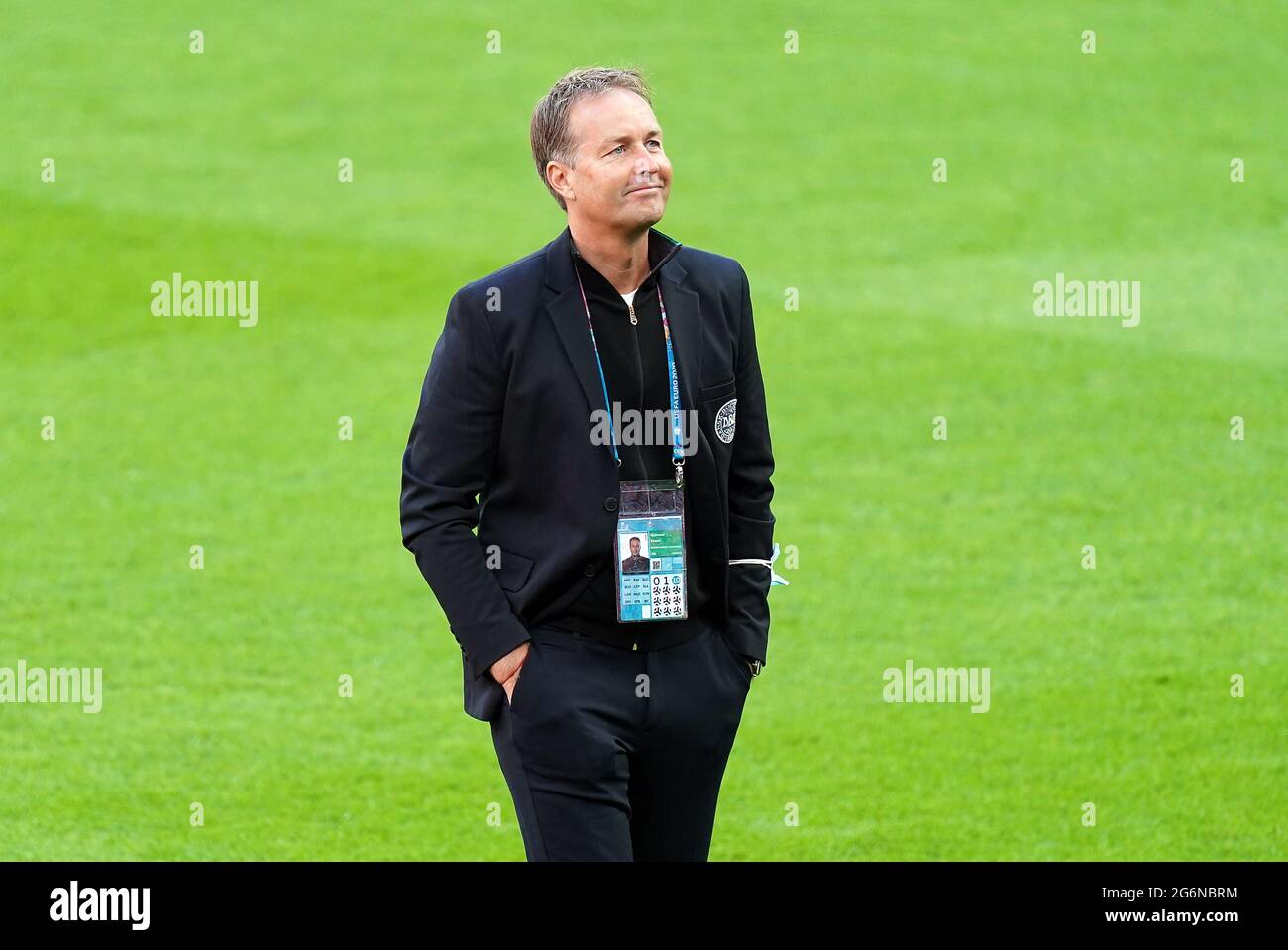 Denmark manager Kasper Hjulmand on the pitch before the UEFA Euro 2020 ...