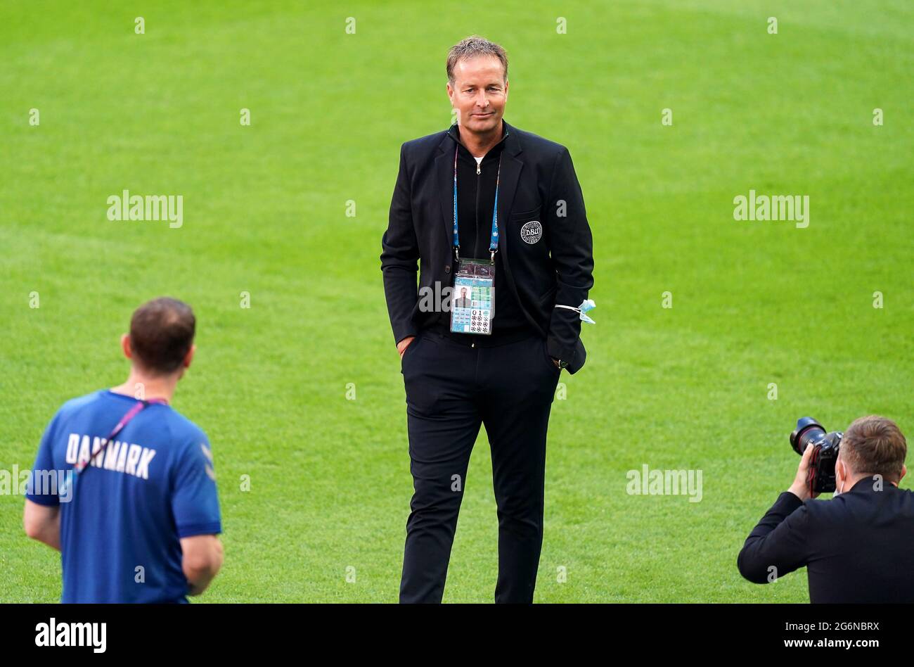 Denmark manager Kasper Hjulmand on the pitch before the UEFA Euro 2020 ...