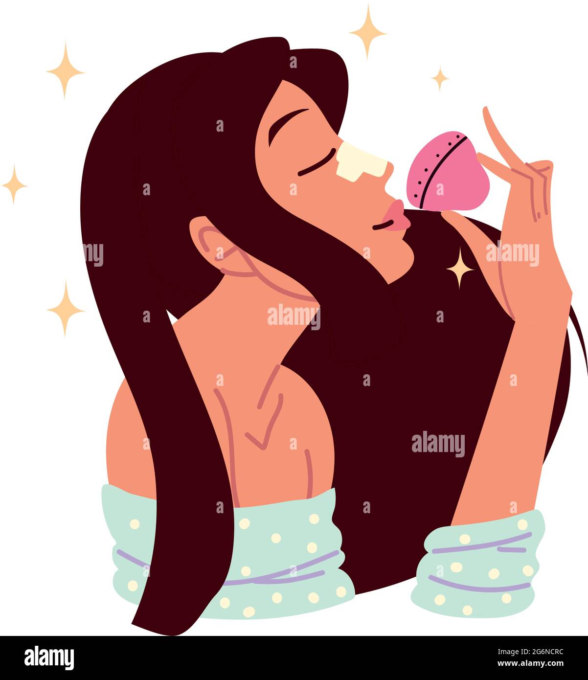 Woman applying natural foundation Stock Vector Images - Alamy