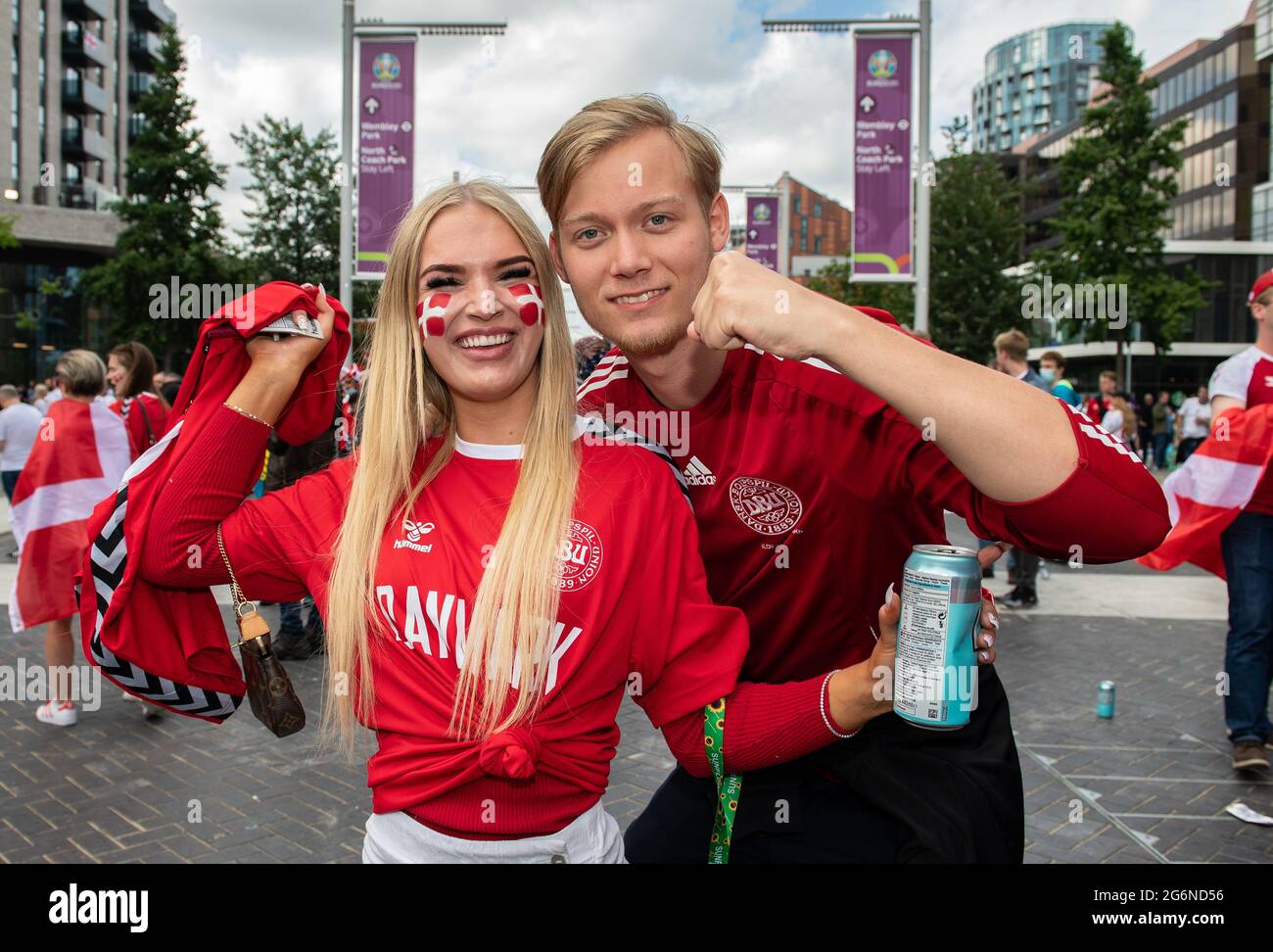 London, UK. 07th July, 2021. Football supporters before the England vs ...
