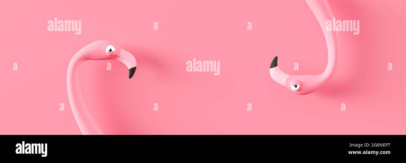 Funny pink flamingos on pink pastel background. Abstract decorative ...