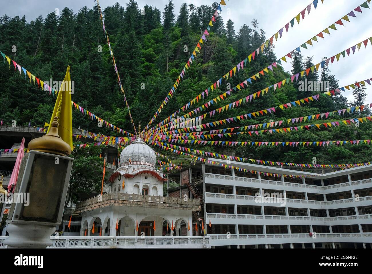 Manikaran, India - June 2021: Gurudwara Sahib Manikaran with thermal ...