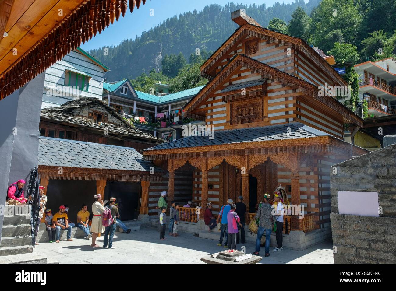 Vashisht, India - June 2021: Men making an offering at the Vashishtha ...