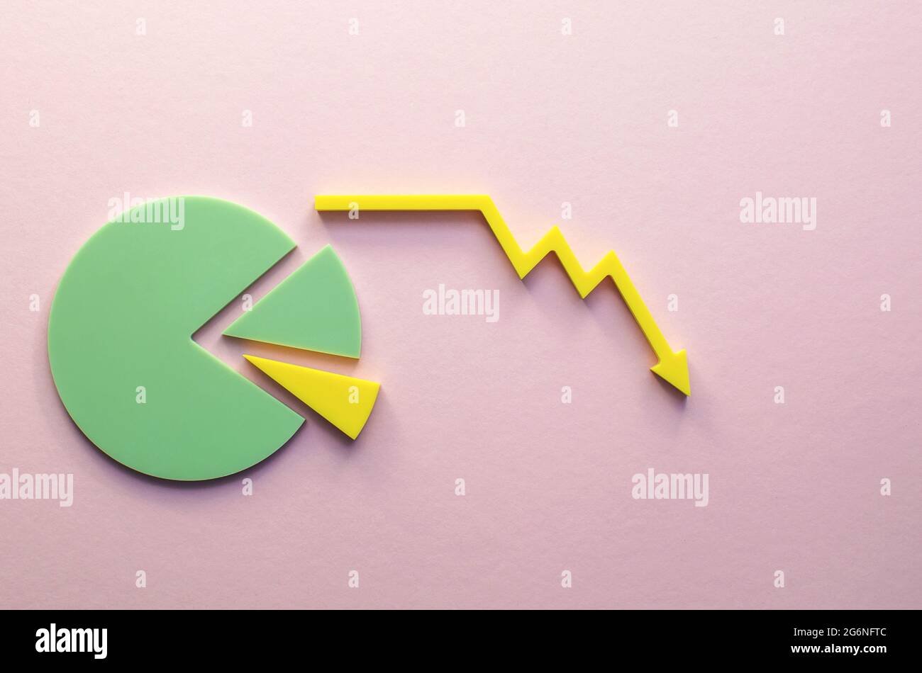 A close-up of a diagram with a yellow arrow pointing down. Stock market ...