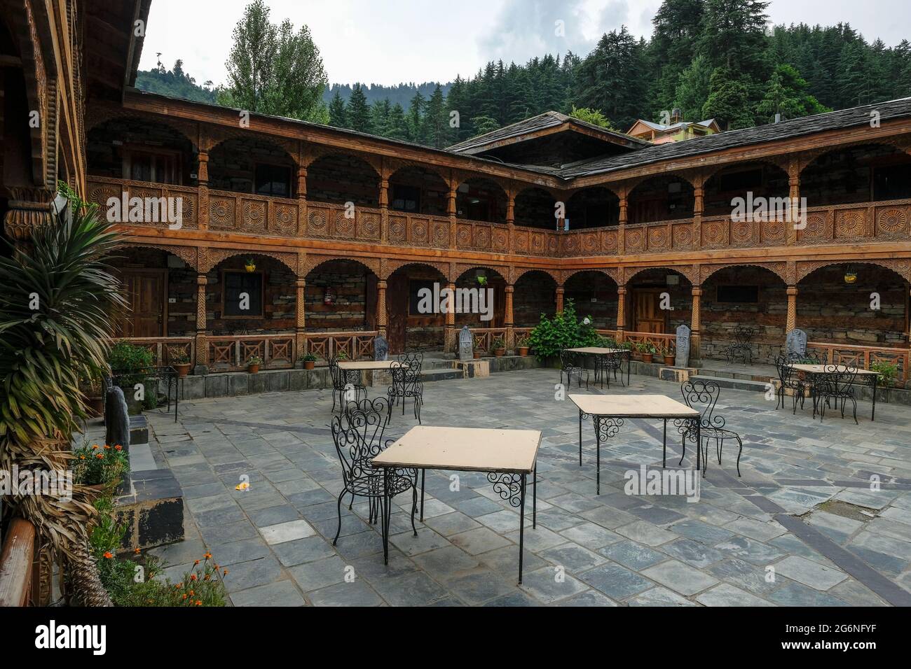 Naggar, India - June 2021: Detail of the Naggar Castle located in the ...