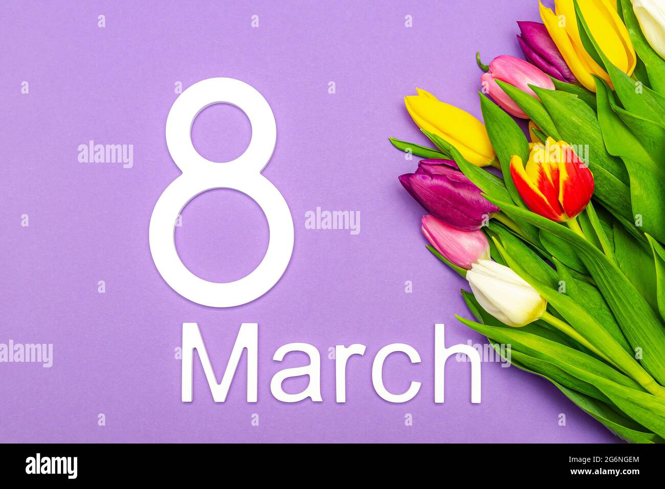 Women's Day, March 8, congratulations, flowers on a colored background ...