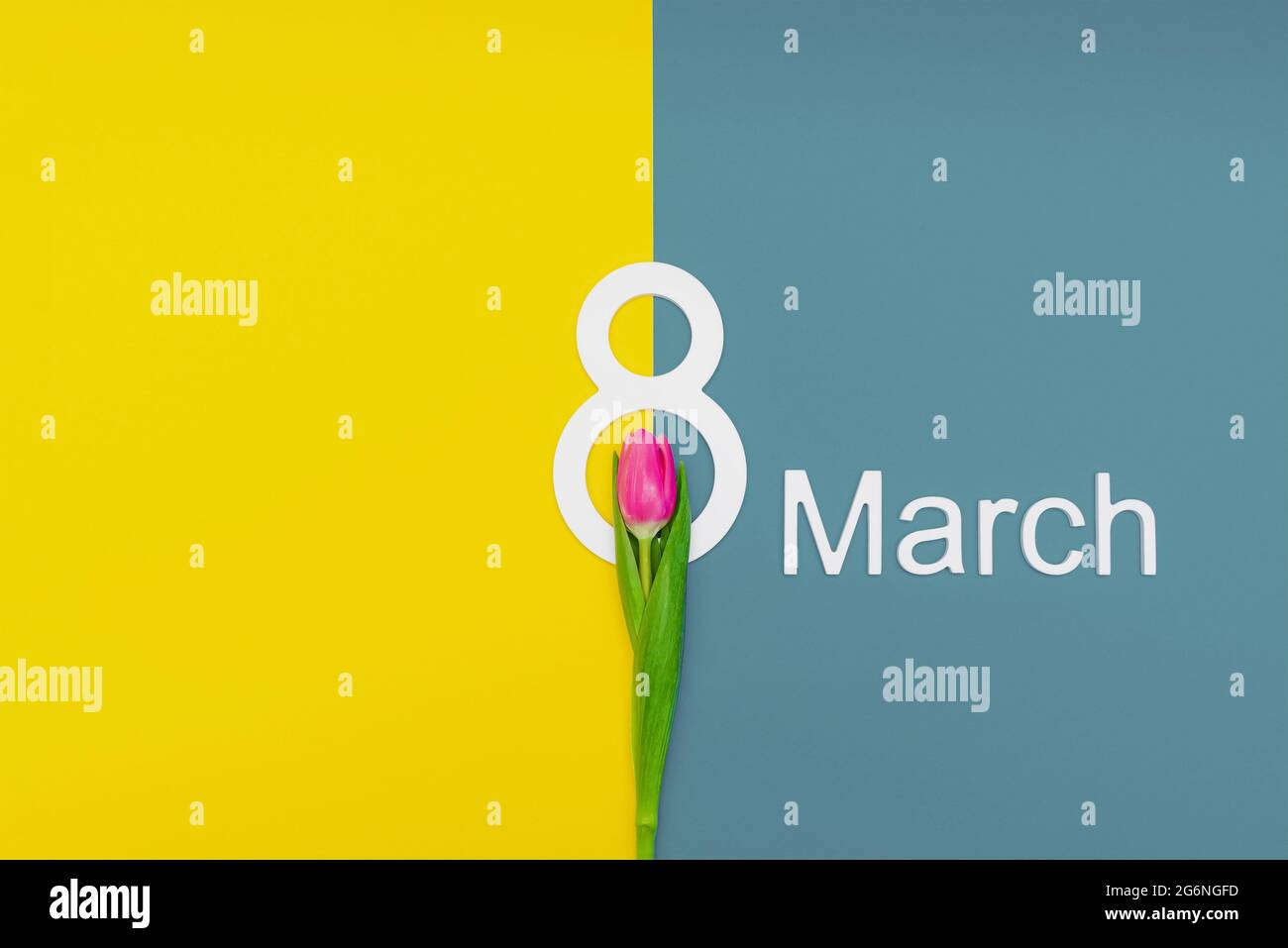 March 8, congratulations, international women's day. flowers on a ...