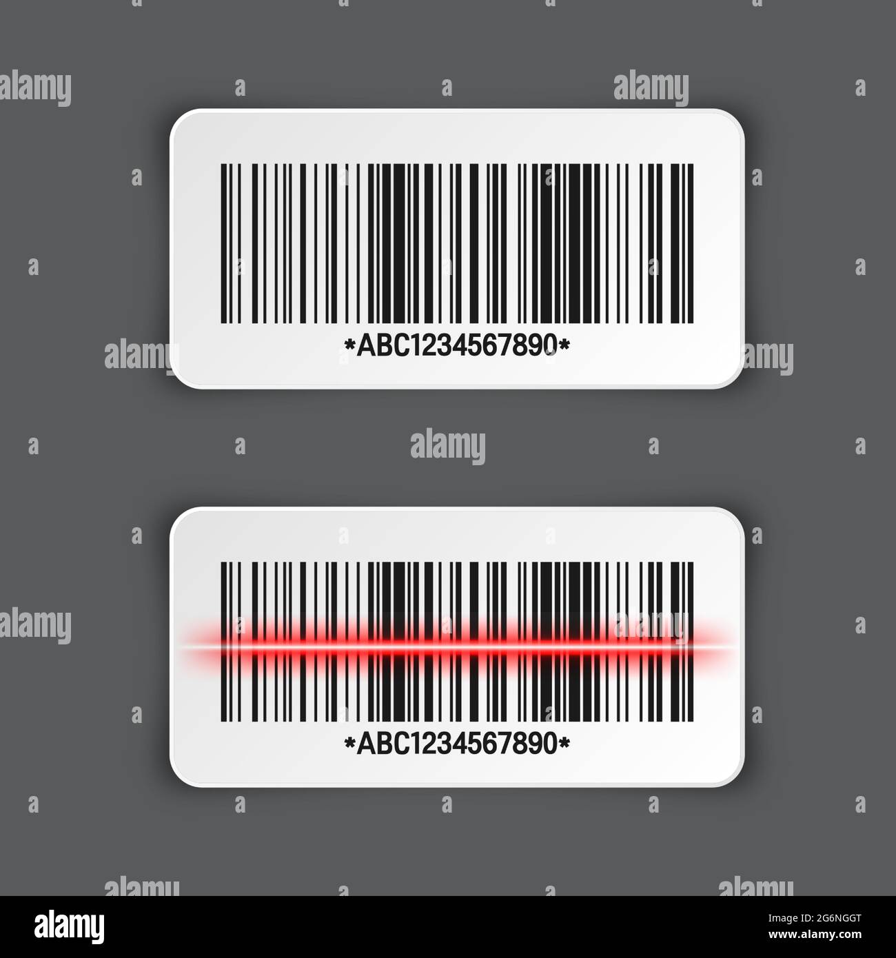 Realistic barcode sticker on gray background. Identification tracking ...
