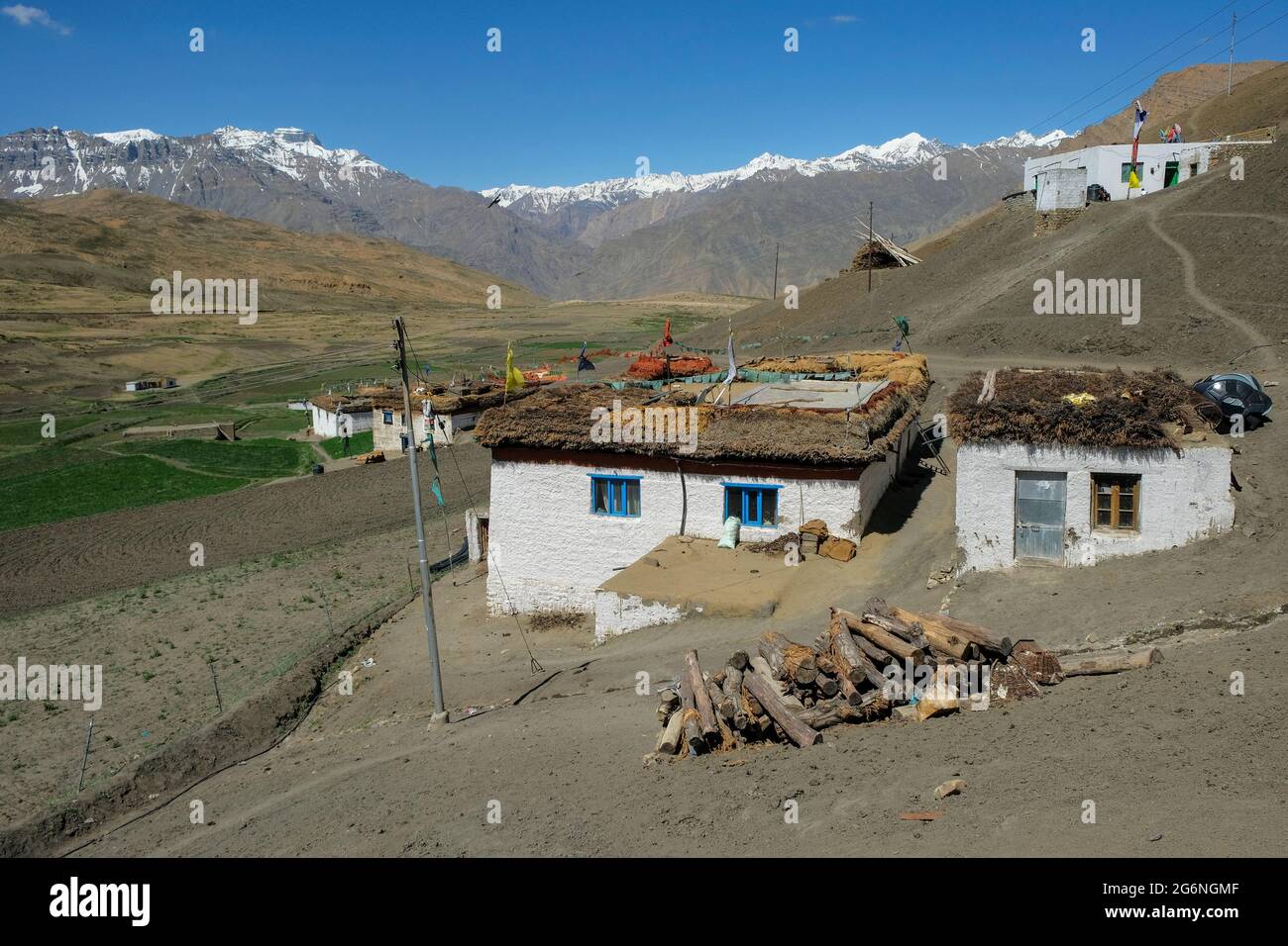 Langza, India - June 2021: View of Langza village in the Spiti valley ...