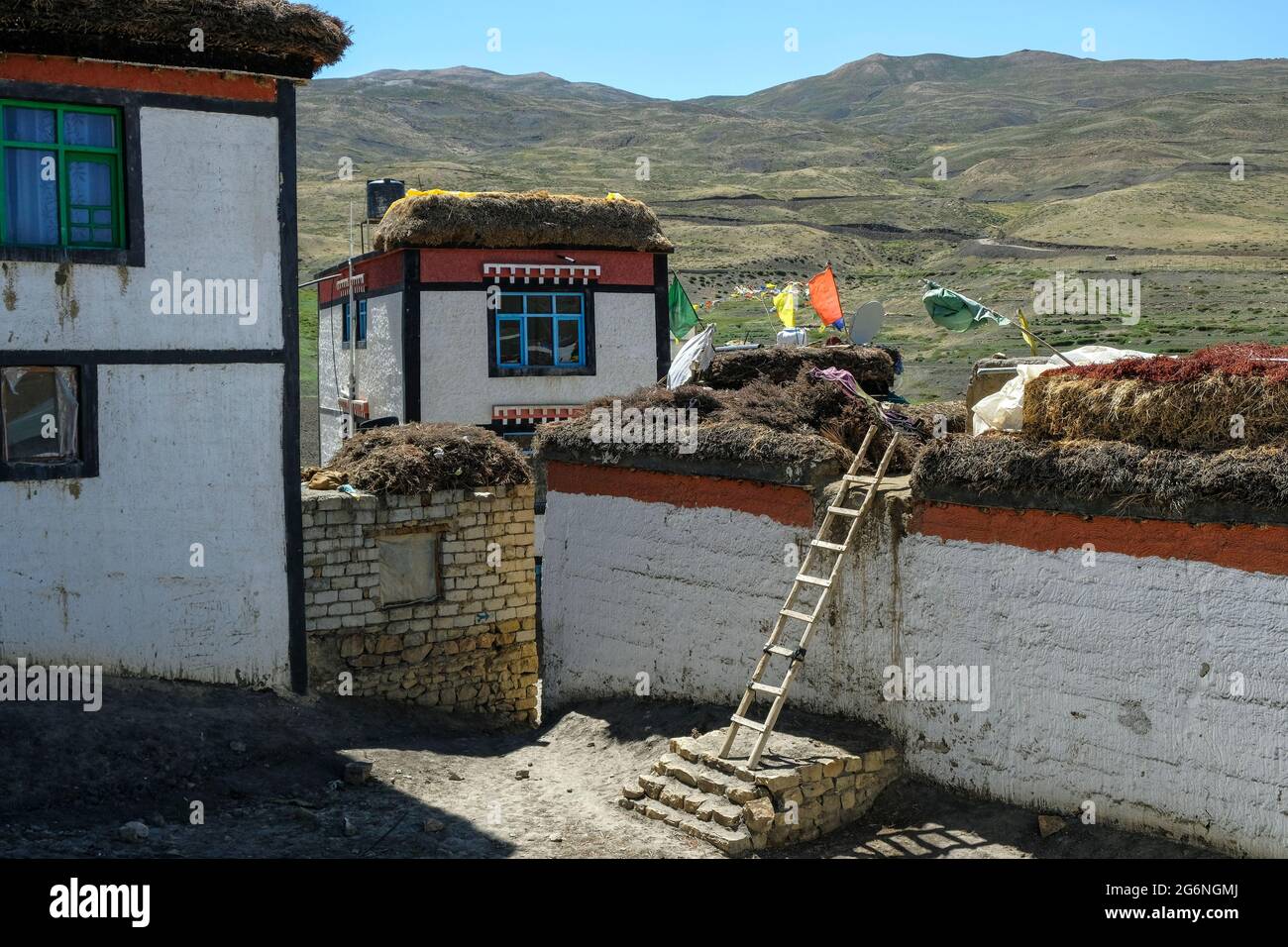 Langza, India - June 2021: View of Langza village in the Spiti valley ...