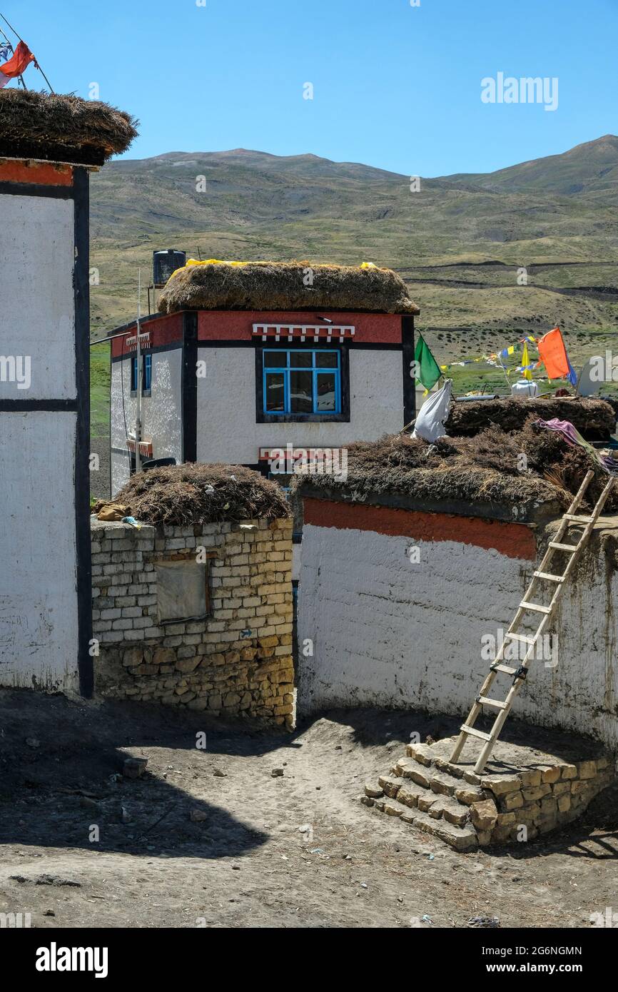 Langza, India - June 2021: View of Langza village in the Spiti valley ...