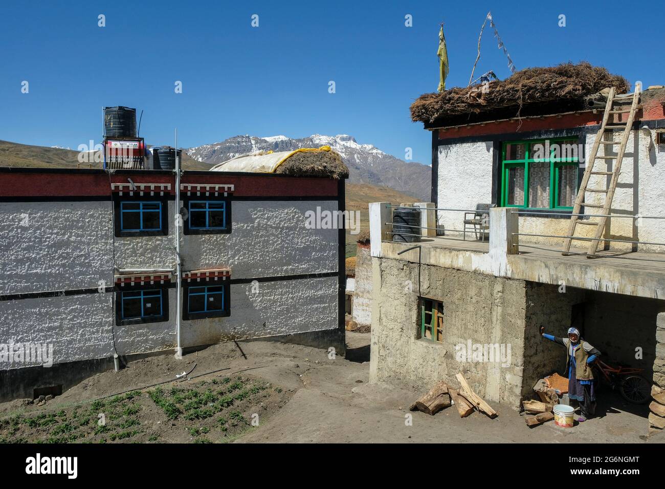 Langza, India - June 2021: View of Langza village in the Spiti valley ...