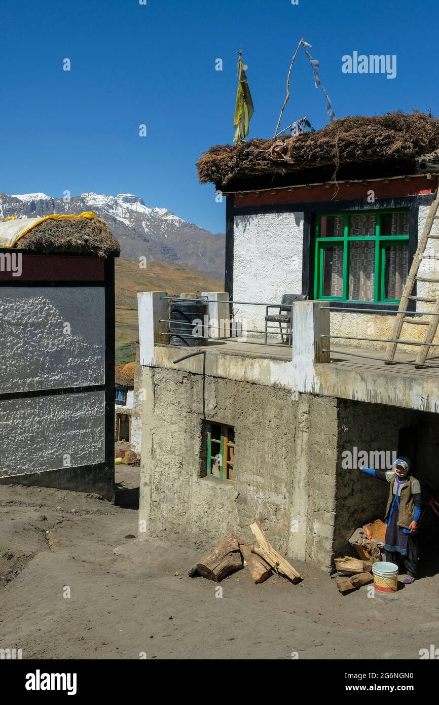 Langza, India - June 2021: View of Langza village in the Spiti valley ...