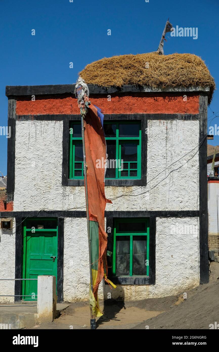 Langza, India - June 2021: View of Langza village in the Spiti valley ...