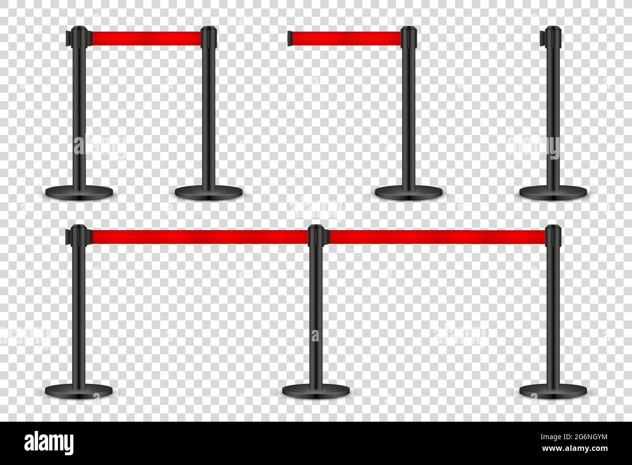 Realistic retractable belt stanchion on transparent background. Crowd ...