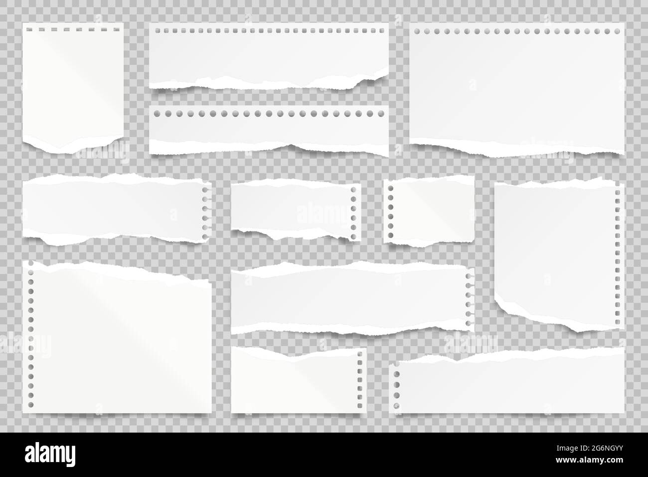 Ripped paper strips isolated on transparent background. Realistic paper ...