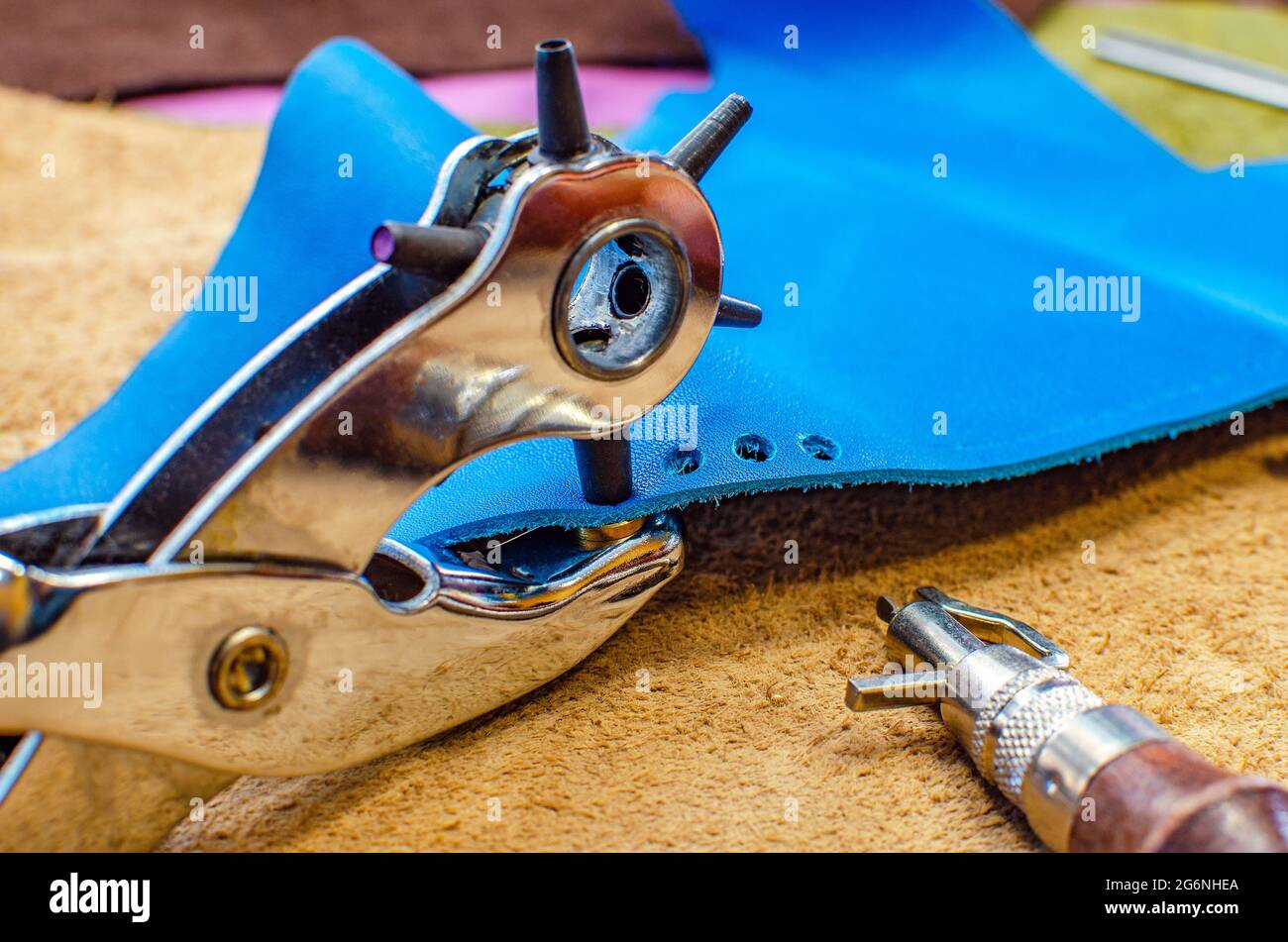 Leather manufacturing tools hi-res stock photography and images - Alamy