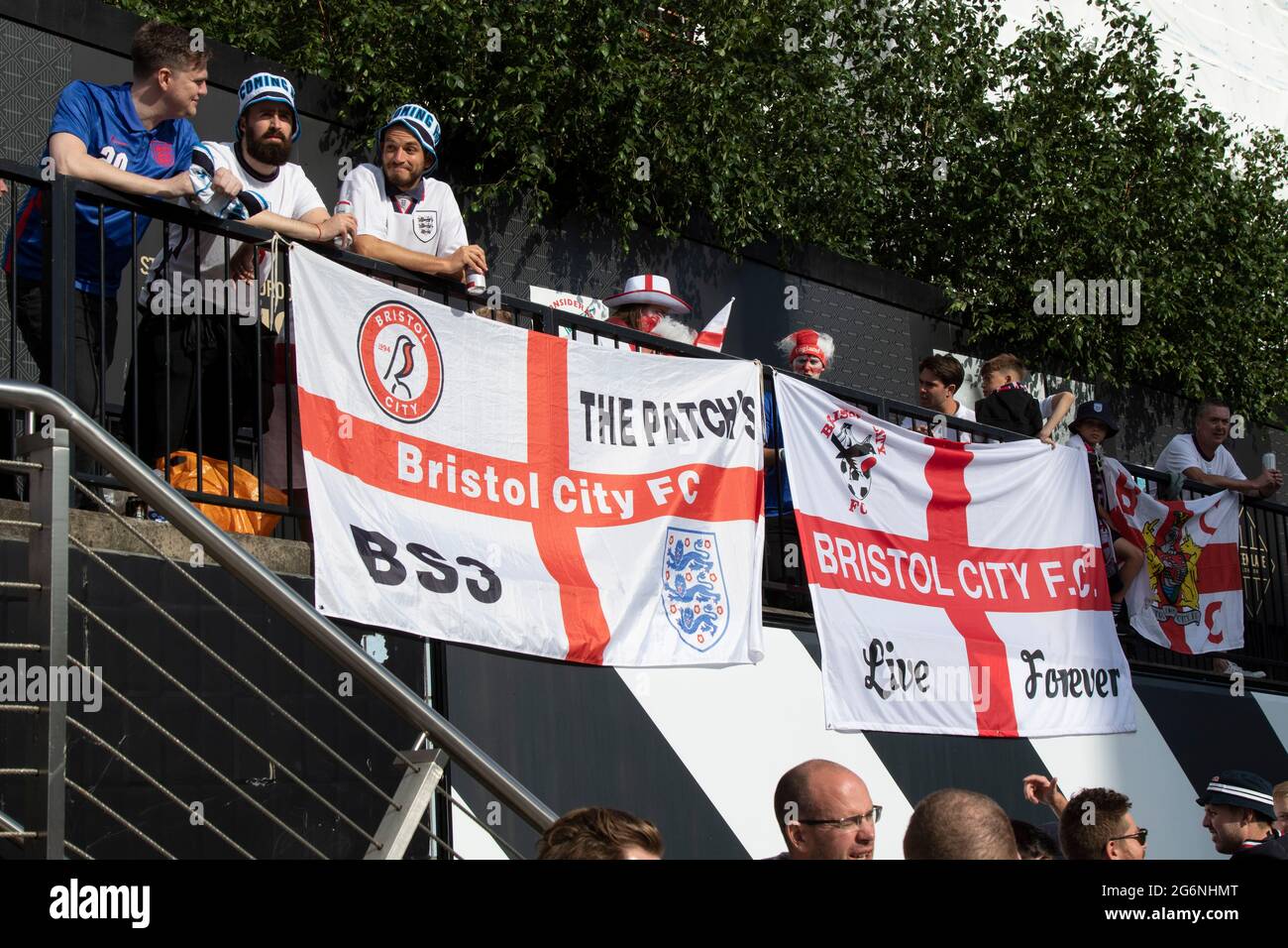 London, UK England and Denmark fans arriving at Wembley Stadium ahead ...