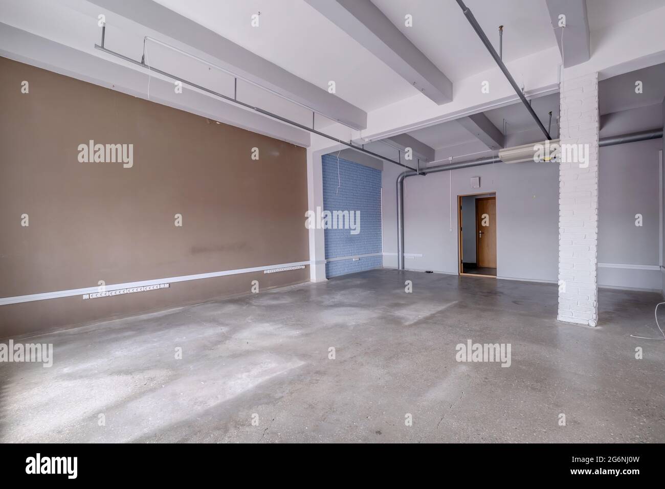 empty white room with repair and without furniture. room for office or ...