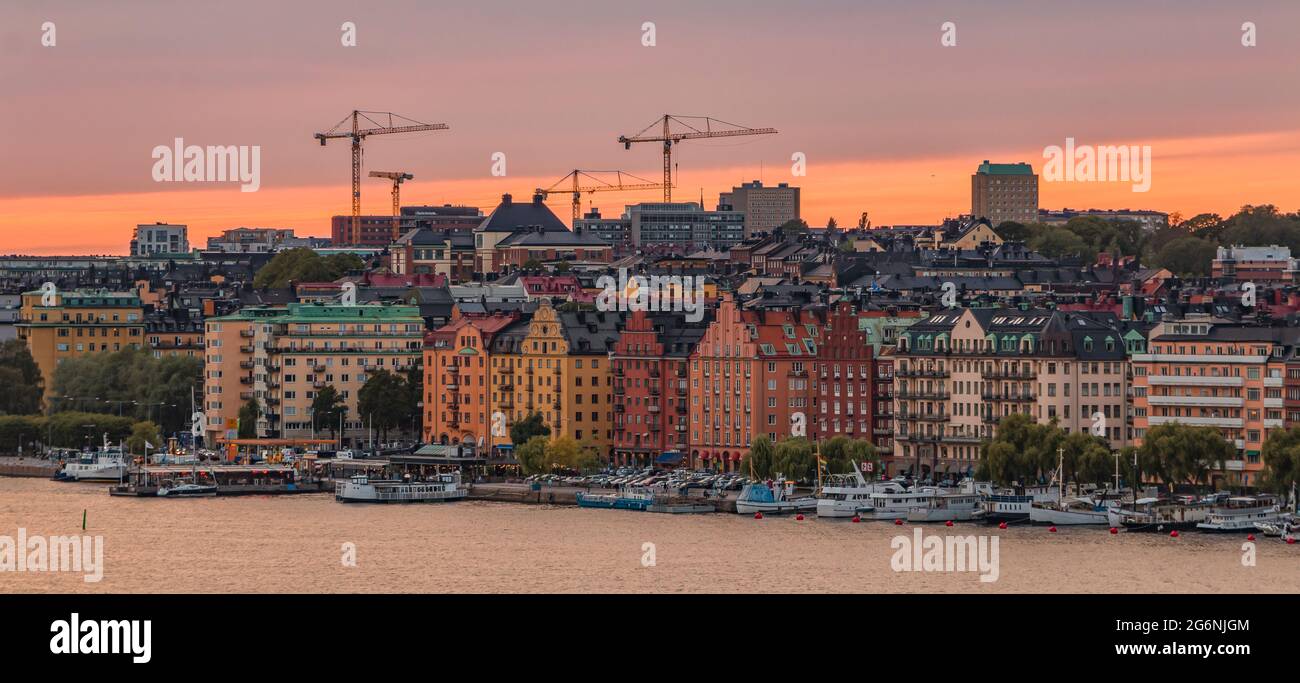 A picture of the Kungsholmen district of Stockholm at sunset Stock ...