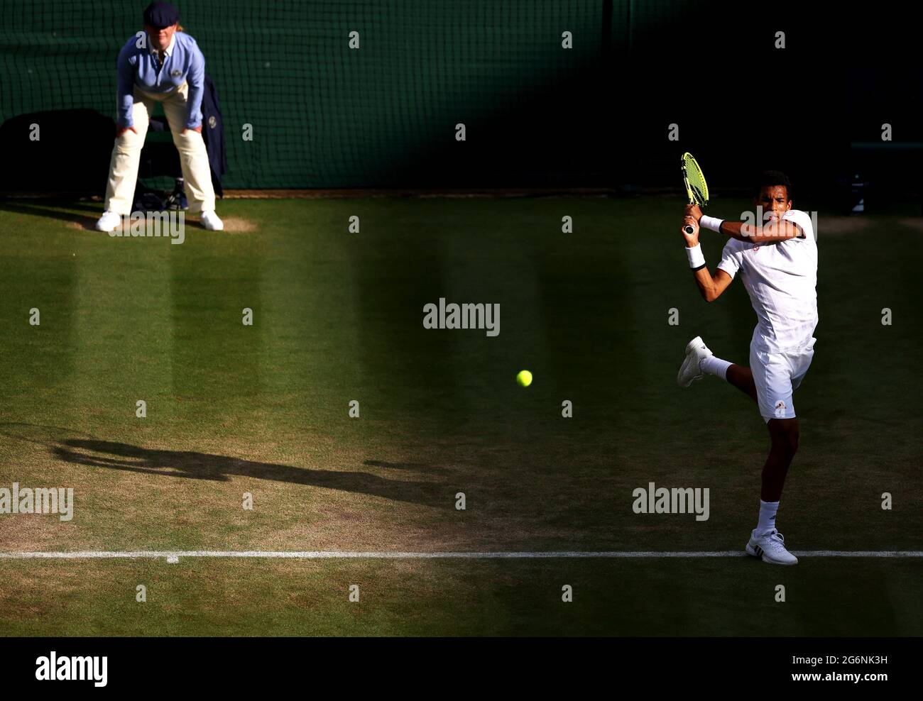 Felix Augar Aliassime in action against Matteo Berrettini during the ...