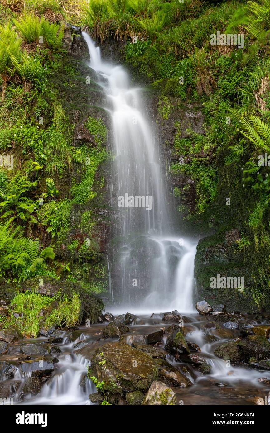 Long exposure of the Hollowbrook waterfall on the South West Coastpath ...