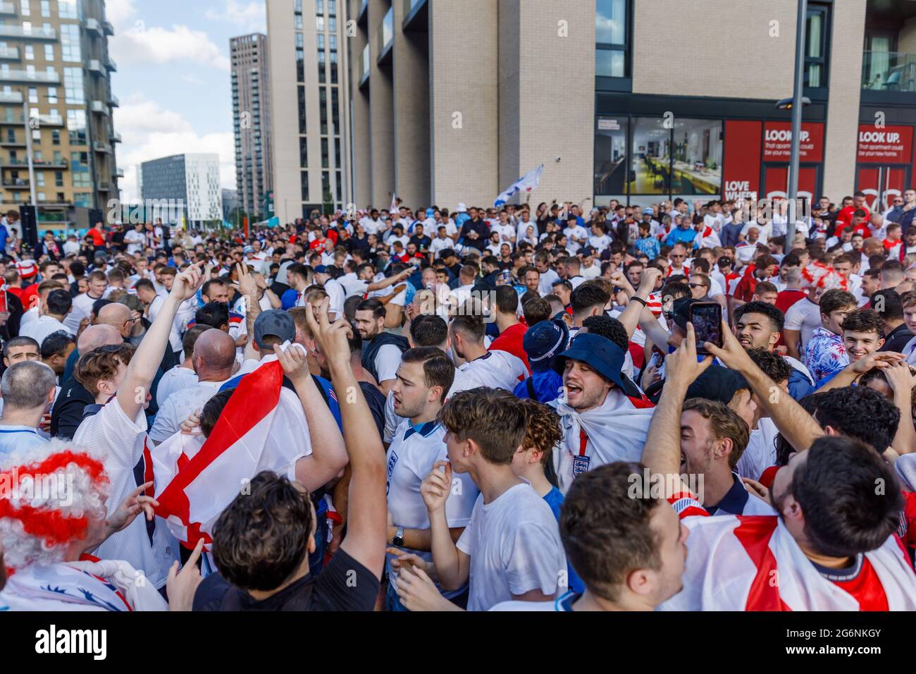 Wembley Stadium, Wembley Park, UK. 7th July 2021. England fans pack ...