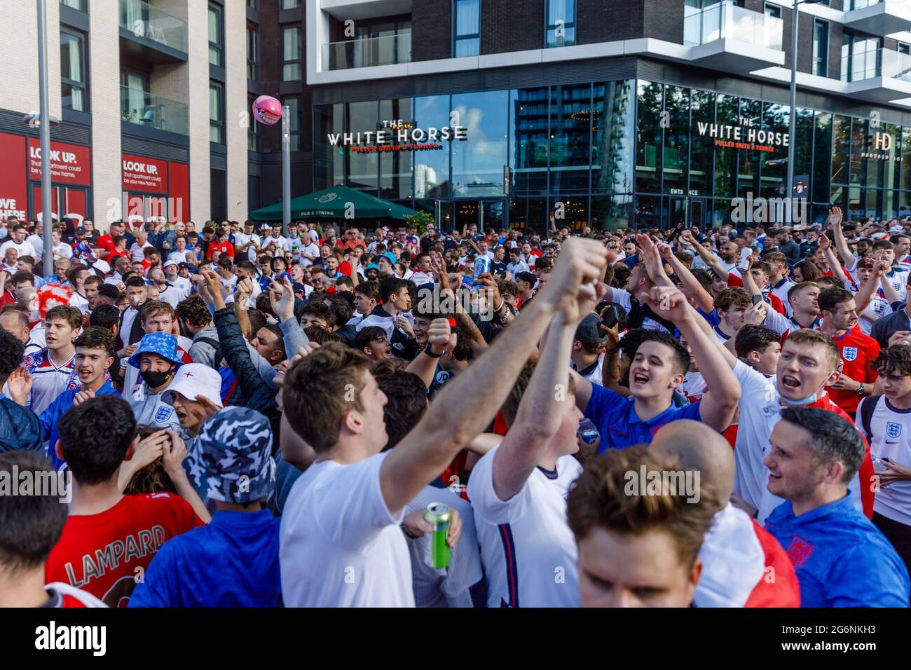 Wembley Stadium, Wembley Park, UK. 7th July 2021. England fans play ...