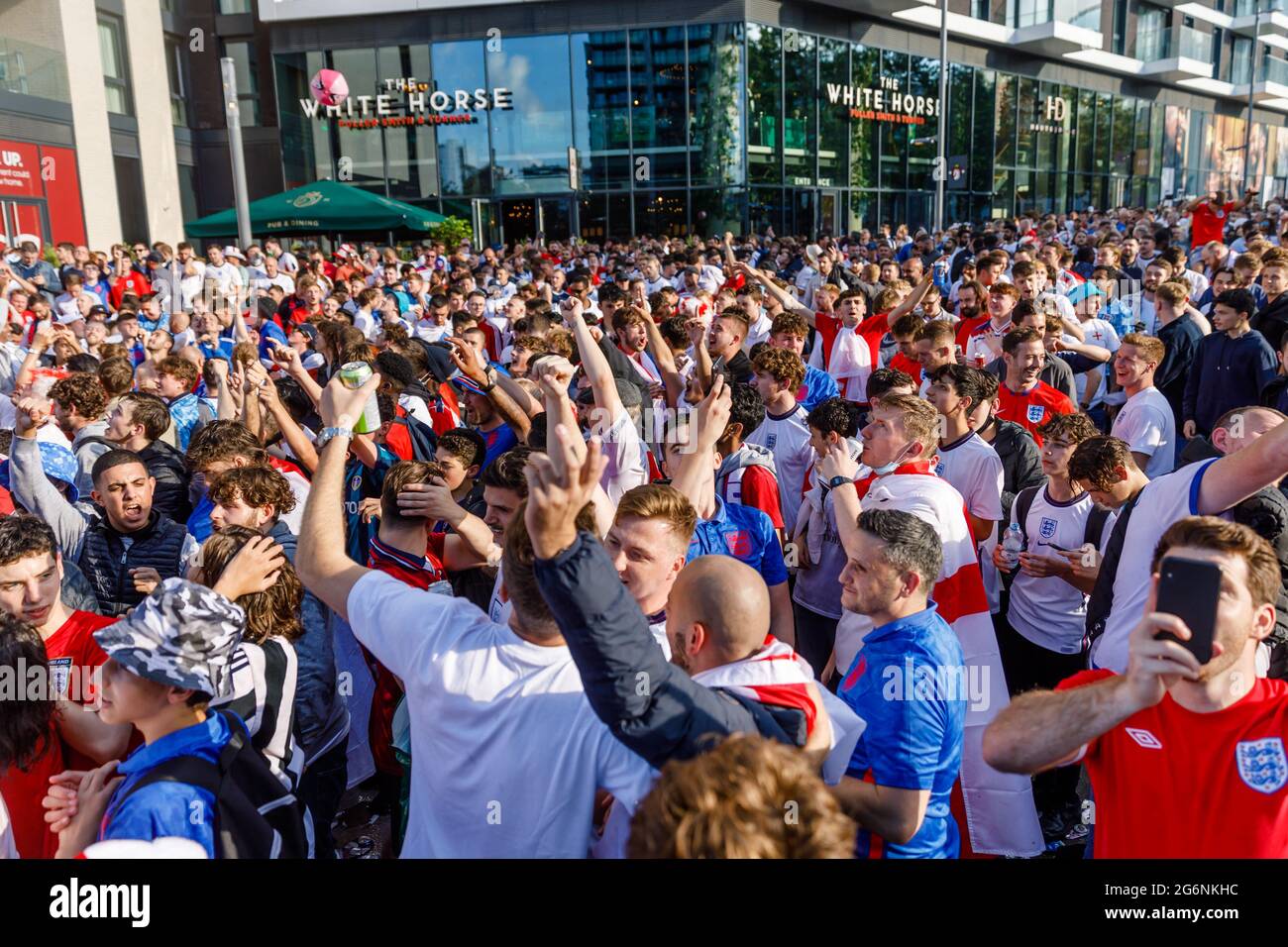 Wembley Stadium, Wembley Park, UK. 7th July 2021. England fans play ...