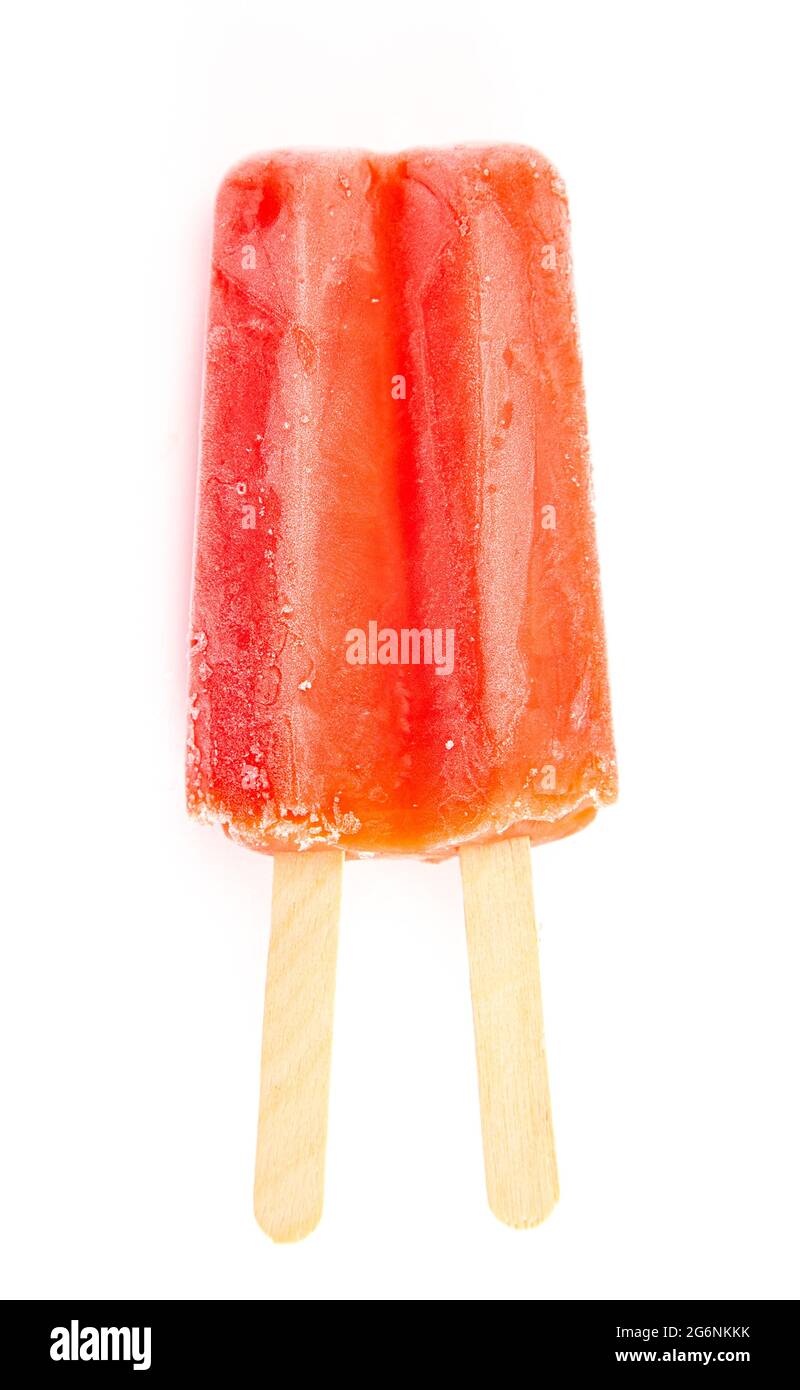 Red Double Stick Popsicle Isolated on a White Background Stock Photo ...