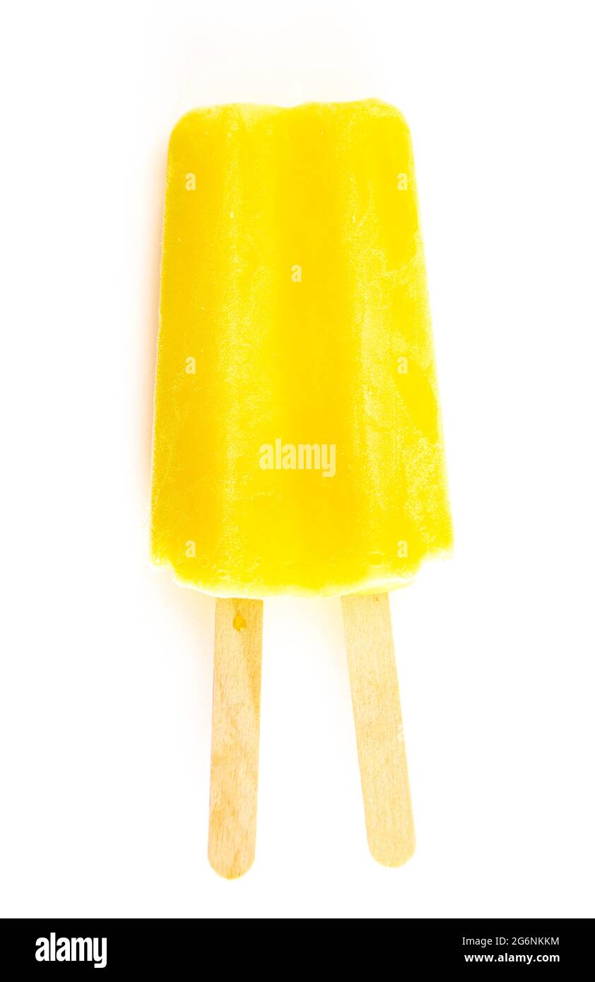 Yellow Double Stick Popsicle Isolated on a White Background Stock Photo ...