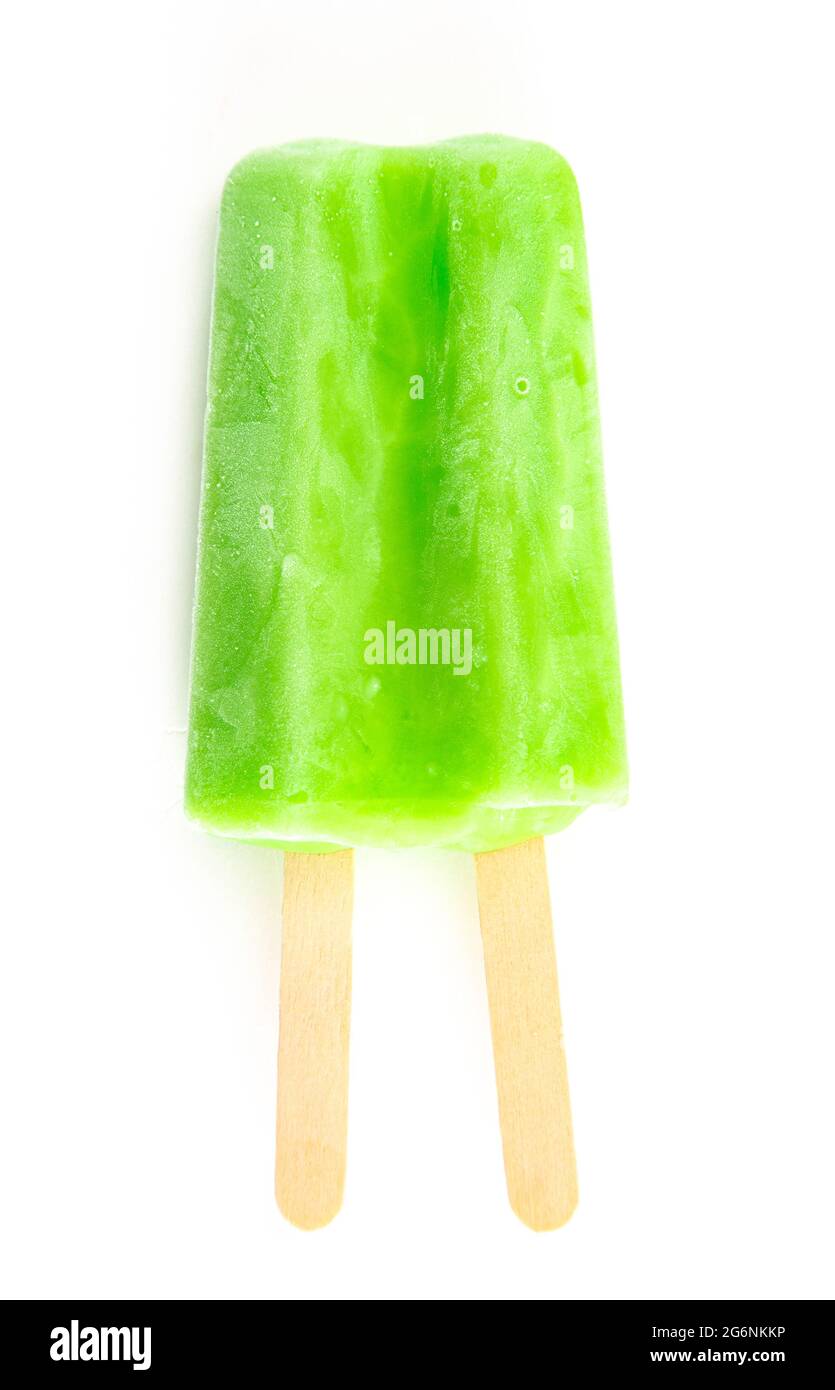 Green Double Stick Popsicle Isolated on a White Background Stock Photo ...
