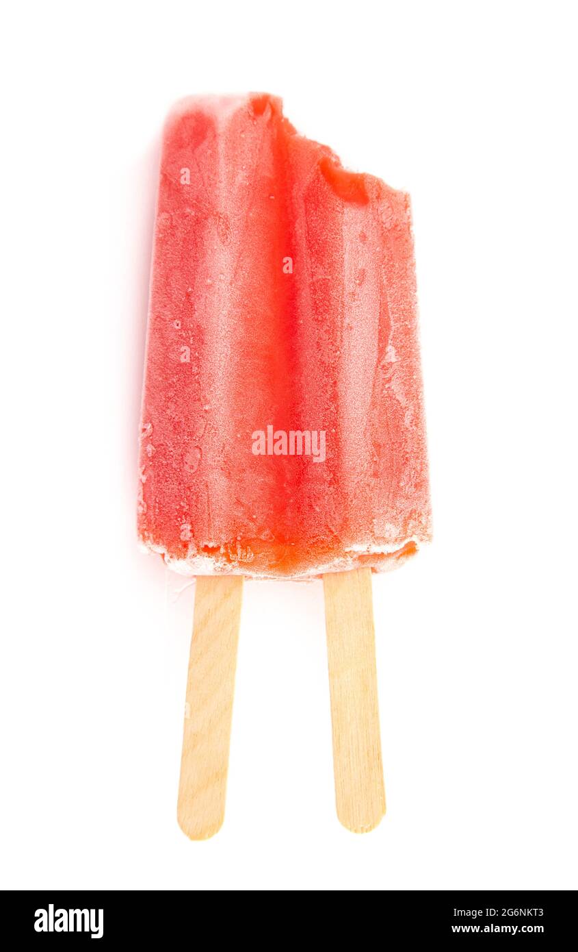 Red Double Stick Popsicle Isolated on a White Background Stock Photo ...