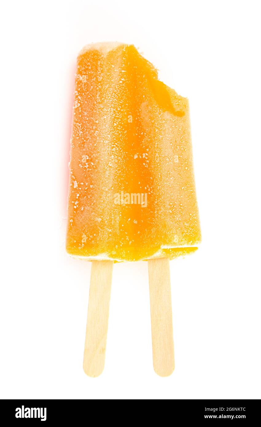 Orange Double Stick Popsicle Isolated on a White Background Stock Photo ...